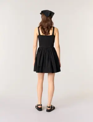 Maje Cotton Mini Skater Dress - Black