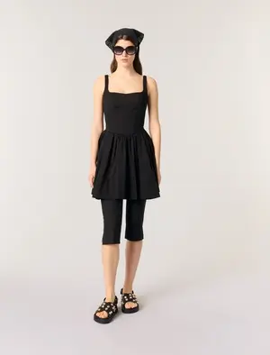 Maje Cotton Mini Skater Dress - Black