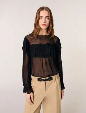 Maje Viscose Ruffled Chiffon Blouse