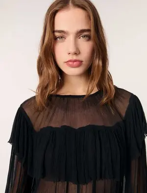 Maje Viscose Ruffled Chiffon Blouse