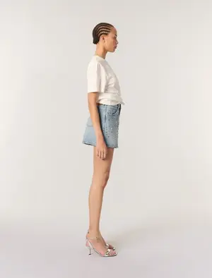 Maje Embellished Denim Shorts