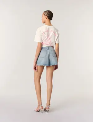 Maje Embellished Denim Shorts