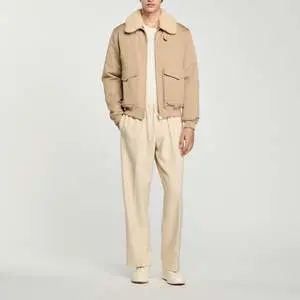 Sandro Aviator Jacket With Removable Collar Sand