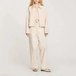 Sandro Denim Lace-up Jacket - Sand