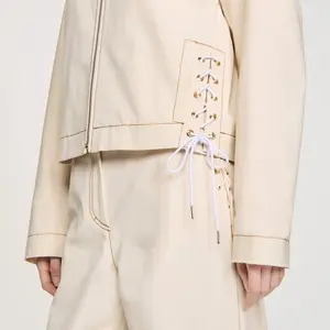 Sandro Denim Lace-up Jacket