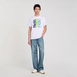 Sandro Wave Print Cotton T-shirt - Optic White