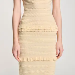 Sandro Ruffled Knit Maxi Dress