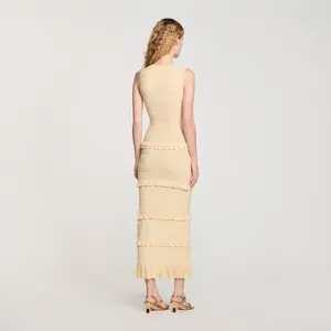 Sandro Ruffled Knit Maxi Dress