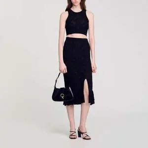 Sandro Decorative Knit Crop Top