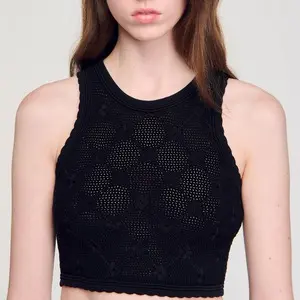 Sandro Decorative Knit Crop Top