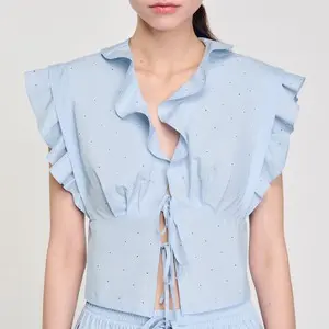 Sandro Rhinestone-trimmed Crop Top