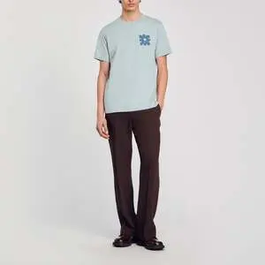 Sandro T-shirt With Flower Detail - Chambray