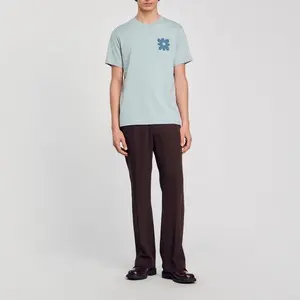 Sandro T-shirt With Flower Detail - Chambray