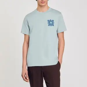 Sandro T-shirt With Flower Detail - Chambray