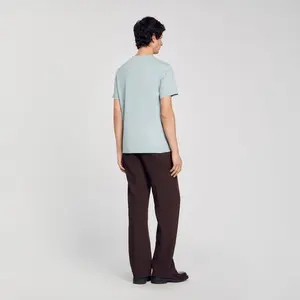Sandro T-shirt With Flower Detail - Chambray