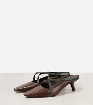 Brunello Cucinelli Monili Leather Mules