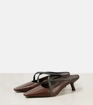 Brunello Cucinelli Monili Leather Mules