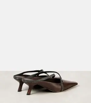 Brunello Cucinelli Monili Leather Mules
