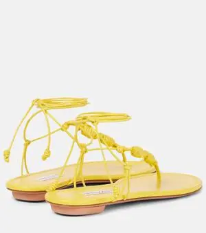 AQUAZZURA Oaxaca Leather Thong Sandals - Yellow
