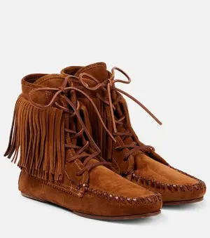 Paris Texas Indiana Fringed Ankle Boots - Brown