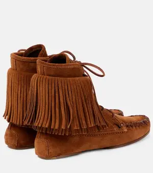 Paris Texas Indiana Fringed Suede Ankle Boots - Brown