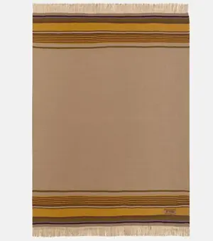 THE HOUSE OF LYRIA Grottesco Striped Silk And Wool-blend Blanket - Yellow
