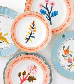 BITOSSI Botanica Rosa Set Of 4 Porcelain Soup Plates