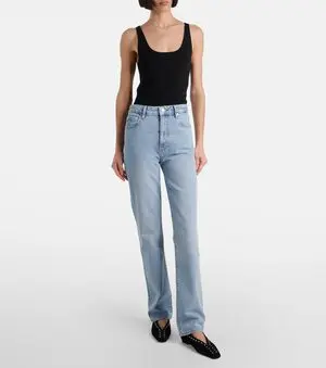 FRAME Ruler High-rise Straight Jeans - Blue