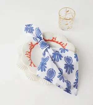 La DoubleJ Large Set Of 6 Printed Linen Napkins - Blue