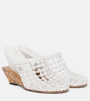 Jacquemus Double 110 Woven Leather Wedge Mules - White