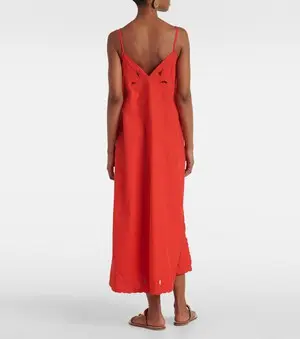 JULIET DUNN Embroidered Cotton Poplin Midi Dress