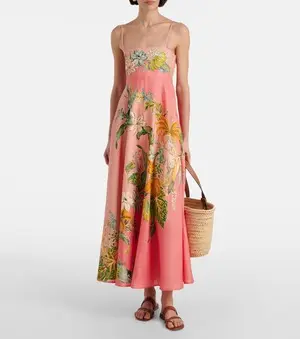 ALEMAIS Anika Floral Linen Maxi Dress