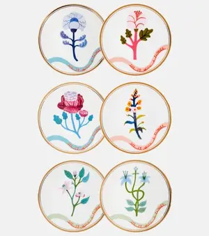 BITOSSI Flowers Set Of 6 Dessert Plates - Multicoloured