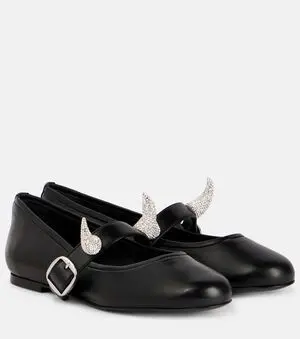 Coperni X Disney® Mary Jane Flats With Embellished Horns - Black