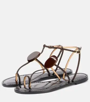 AMANU Cairo Embellished Leather Sandals - Brown