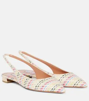 AQUAZZURA Purist Sling Woven Slingback Flats