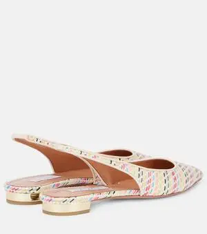 AQUAZZURA Purist Sling Woven Slingback Flats