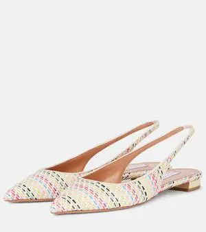 AQUAZZURA Purist Sling Woven Slingback Flats