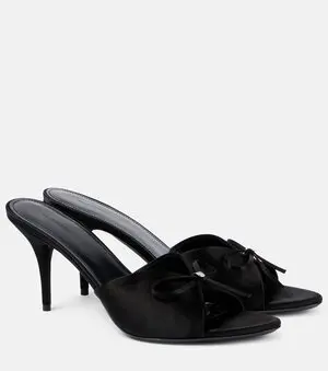 Balenciaga Knife Bow 80 Satin Sandals - Black