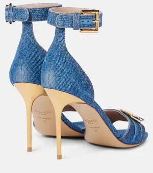 Balmain Logo Denim Sandals