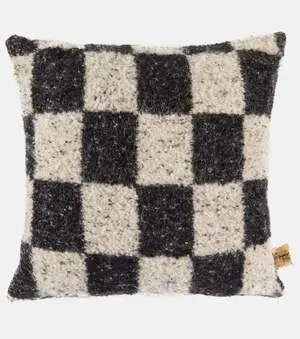 THE HOUSE OF LYRIA Ronce Checked Wool-blend Cushion - Grey