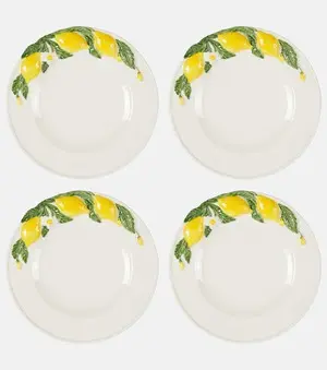 LES-OTTOMANS Lemon Set Of 4 Dinner Plates - White