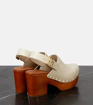 Chloé Jeannette Studded Leather Clogs - White