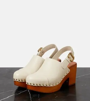 Chloé Jeannette Studded Leather Clogs - White