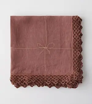 ONCE MILANO Set Of 4 Macramé Linen Napkins - Pink
