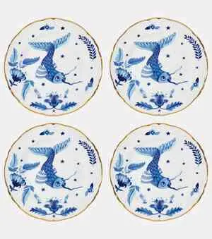 BITOSSI Marino Fish Set Of 4 Dessert Plates - Blue