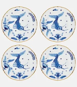 BITOSSI Marino Fish Set Of 4 Dessert Plates - Blue