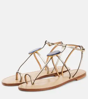 AMANU Cairo Embellished Leather Sandals - Gold