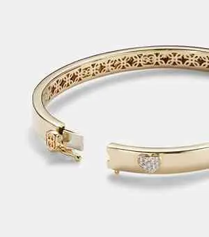 SYDNEY EVAN Heart 14kt Bangle With Diamonds
