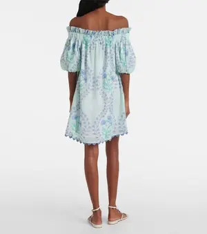 JULIET DUNN Printed Off-shoulder Mini Dress